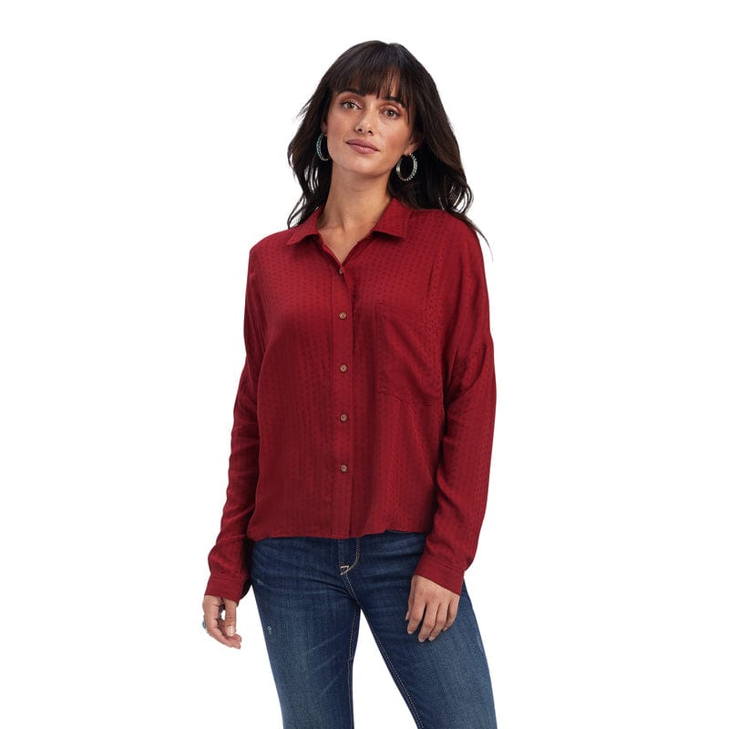 Ariat Women's Valley of Fire Sun-Dried Tomato Long Sleeve Shirt 100416 ...