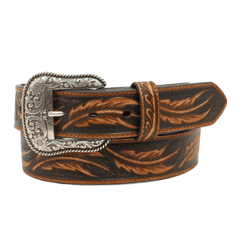 Ariat Men's Brown Repeating Leaf Embossed Leather Belt A1029608 ...