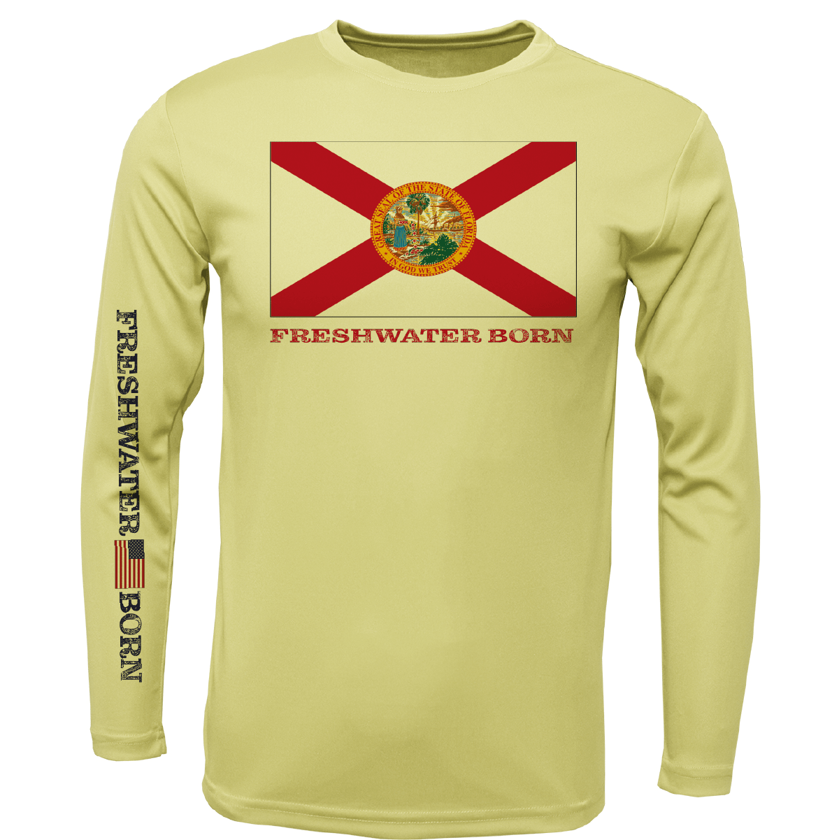 Florida Flag Freshwater Born Men's Long Sleeve UPF 50+ Dry-Fit Shirt ...