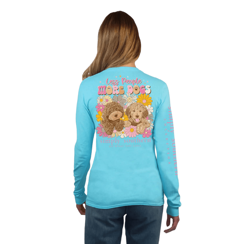 Simply Southern Women's Pool Blue More Dogs Long Sleeve Graphic T-Shir ...
