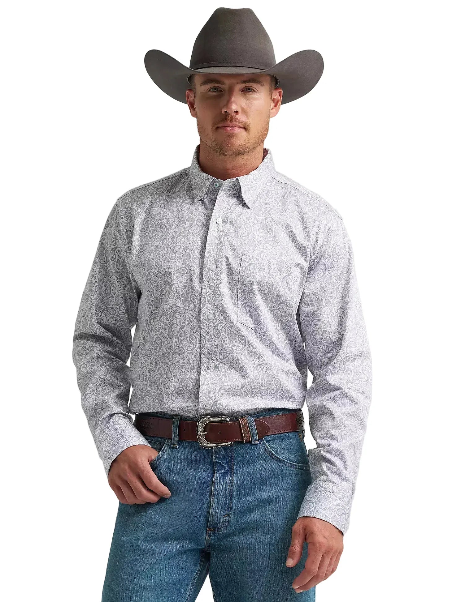 Wrangler Men Charcoal Paisley Cody Johnson Button Down Shirt 112374476 ...