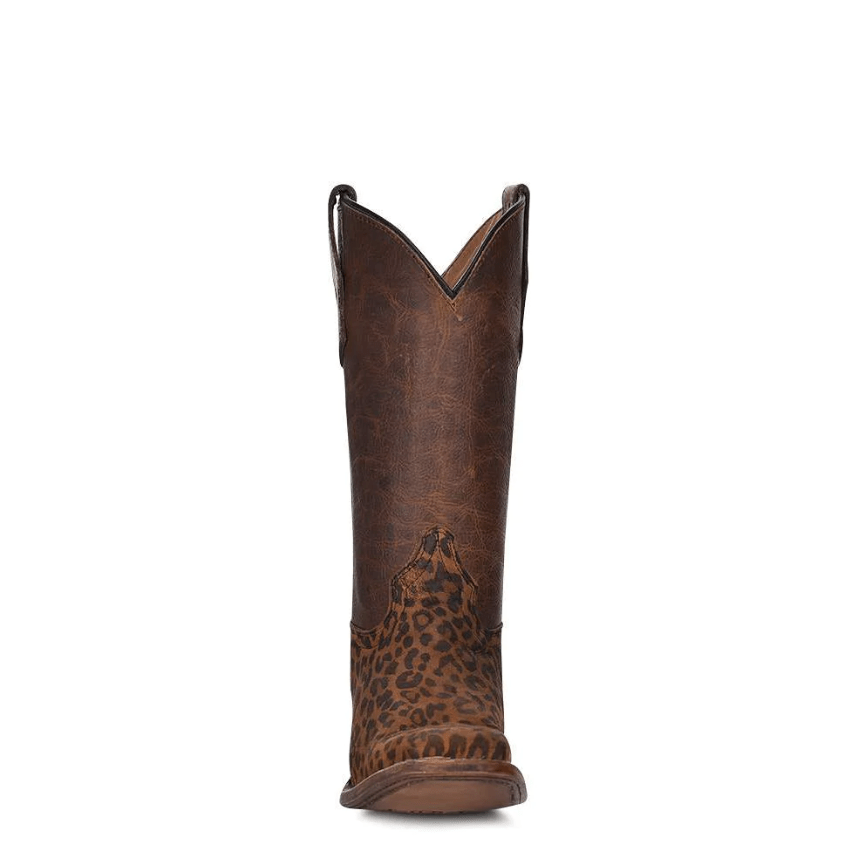 Circle G Girls Saddle Tan Leopard Print Square Toe Western Boots J7108 ...