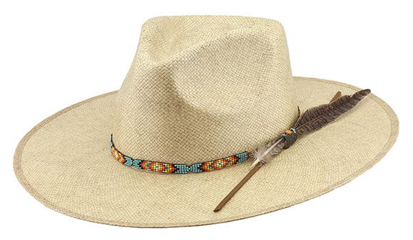 Justin Men’s Tan Southwestern Beaded Band Straw Cowboy Hat JS14TFBURN ...