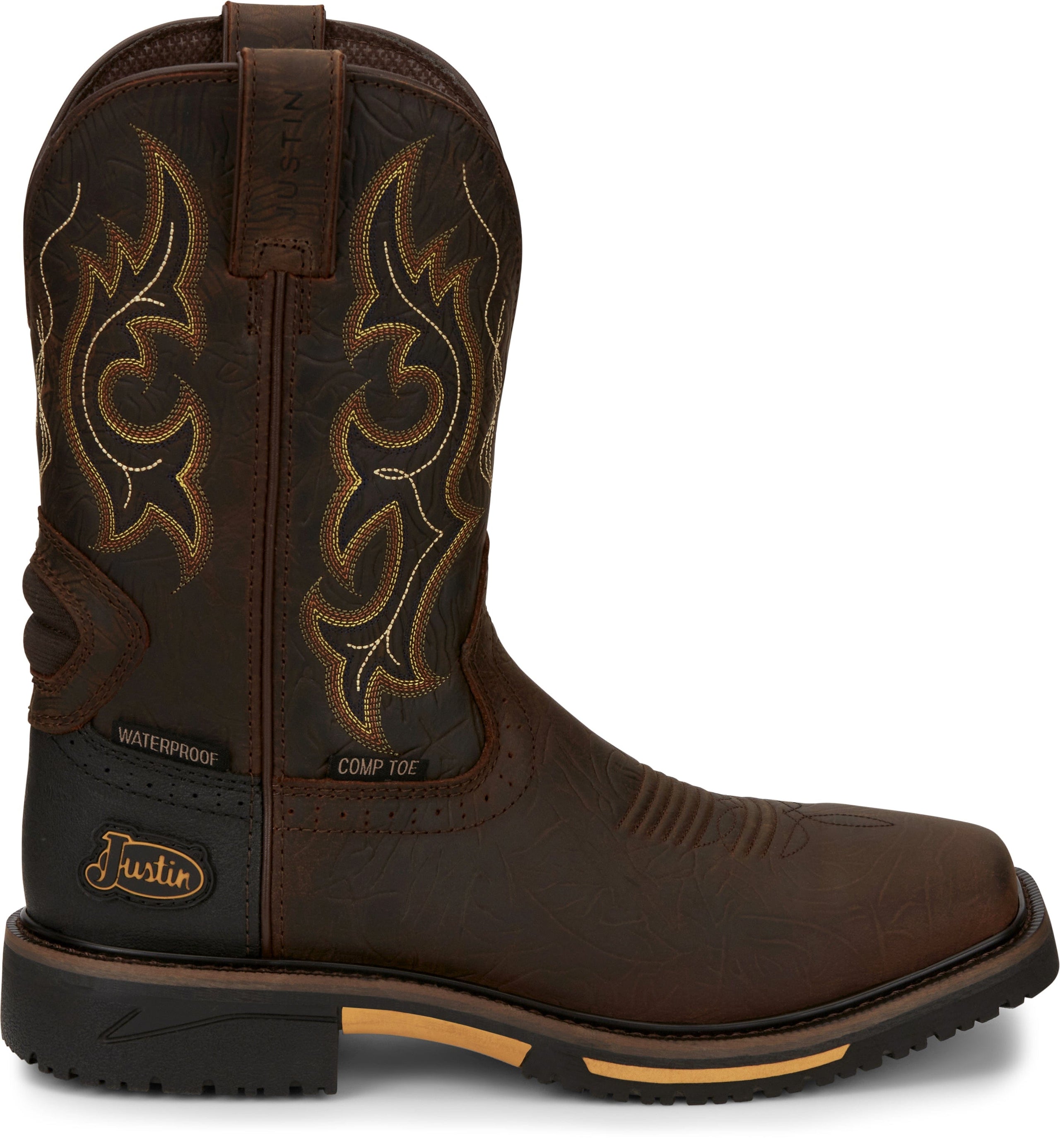 Justin Men's Joist Chocolate Brown Composite Toe Waterproof Work Boots ...